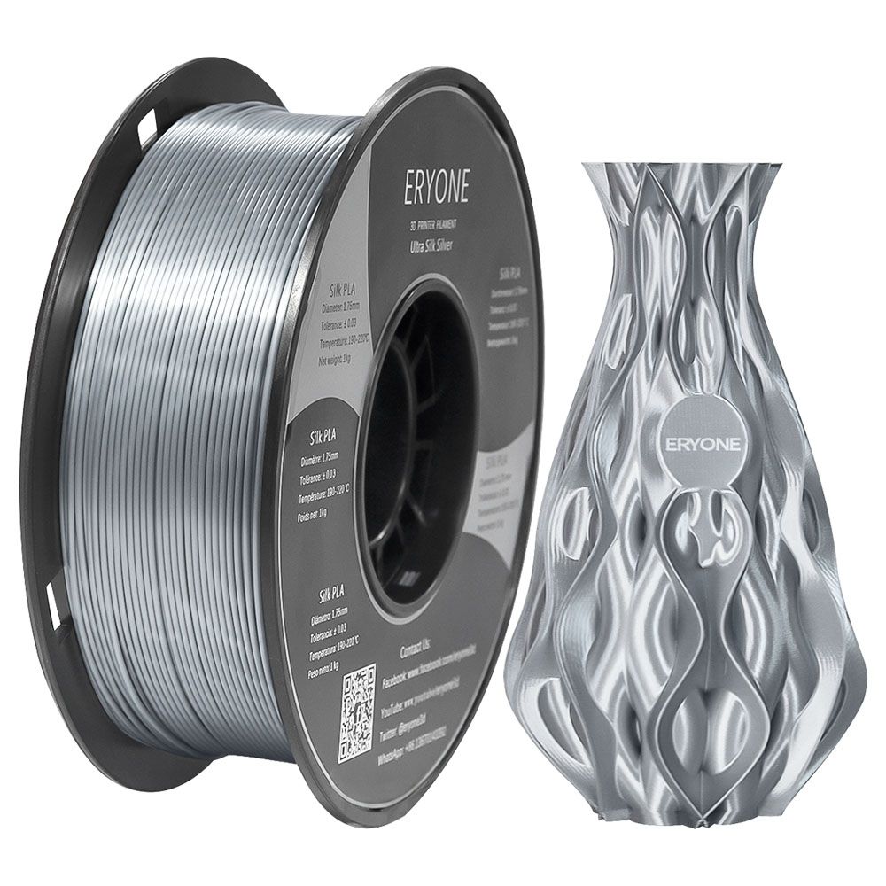 Eryone Silk PLA, Ultra Silk Silver 1.75 mm - Grit3D